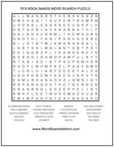 Rock Band Word Search Puzzles