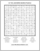 In The Lab Printable Word Search Puzzle | Word Search Addict