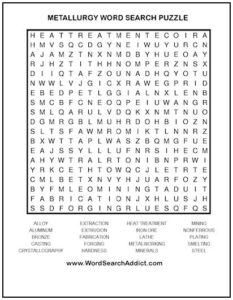 Metallurgy Printable Word Search Puzzle | Word Search Addict