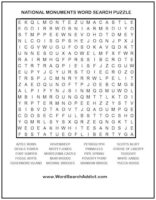 National Monuments Printable Word Search Puzzle | Word Search Addict
