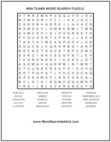 NBA Teams Printable Word Search Puzzle | Word Search Addict