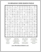 On Broadway Printable Word Search Puzzle | Word Search Addict