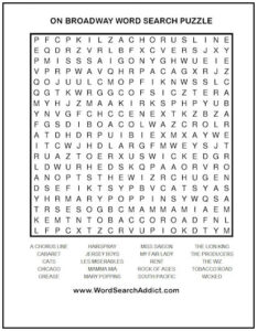 On Broadway Printable Word Search Puzzle | Word Search Addict
