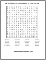 Native American Tribes Printable Word Search Puzzle | Word Search Addict