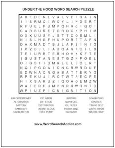 Under the Hood Printable Word Search Puzzle | Word Search Addict