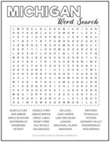 Michigan Printable Word Search Puzzle | Word Search Addict