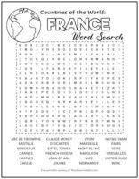 France Printable Word Search Puzzle | Word Search Addict