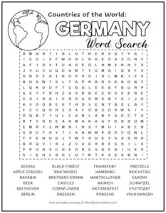 Germany Printable Word Search Puzzle | Word Search Addict