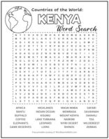 Kenya Printable Word Search Puzzle | Word Search Addict