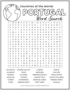 Portugal Printable Word Search Puzzle | Word Search Addict