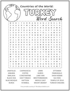 Turkey Printable Word Search Puzzle | Word Search Addict