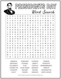 Presidents Day Printable Word Search Puzzle | Word Search Addict