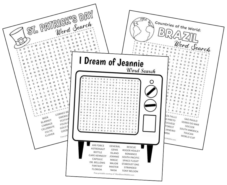 Word Search Addict - FREE Printable Puzzles