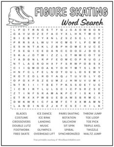 Figure Skating Printable Word Search Puzzle | Word Search Addict