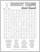 Hockey Teams Printable Word Search Puzzle | Word Search Addict