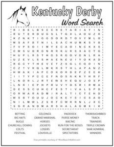 Kentucky Derby Printable Word Search Puzzle | Word Search Addict