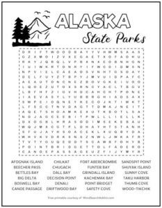Alaska State Parks Printable Word Search | Word Search Addict