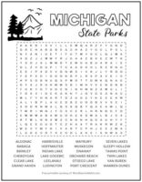 Michigan State Parks Printable Word Search | Word Search Addict