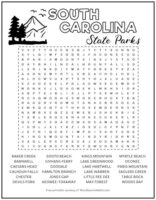 South Carolina State Parks Printable Word Search | Word Search Addict