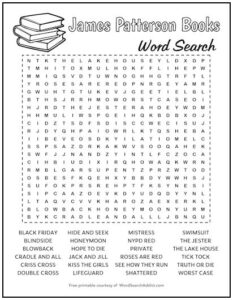 James Patterson Books Printable Word Search | Word Search Addict