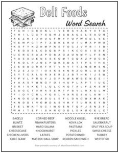 Deli Foods Printable Word Search Puzzle | Word Search Addict