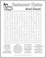 Restaurant Chains Printable Word Search Puzzle | Word Search Addict