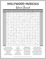 Hollywood Musicals Printable Word Search Puzzle | Word Search Addict