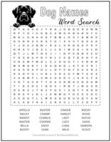 Dog Names Printable Word Search | Word Search Addict