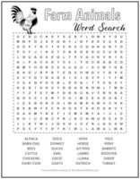 Farm Animals Printable Word Search | Word Search Addict