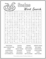 Snakes Printable Word Search | Word Search Addict