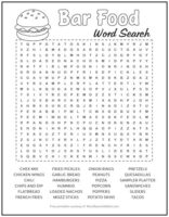 Bar Food Printable Word Search Puzzle | Word Search Addict