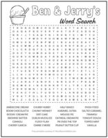 Ben & Jerry’s Ice Cream Printable Word Search Puzzle | Word Search Addict