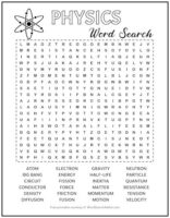 Physics Printable Word Search | Word Search Addict